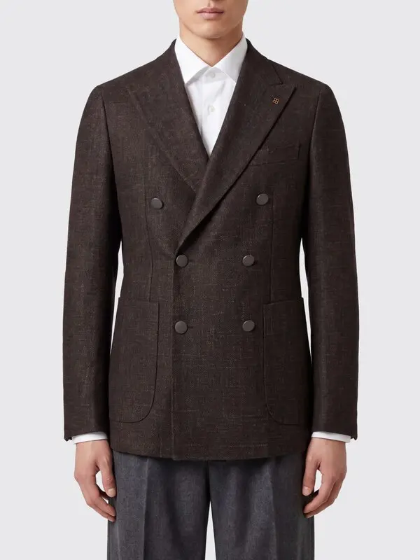 Tagliatore Double-breasted Virgin Wool And Silk Blazer With Peak Lapels