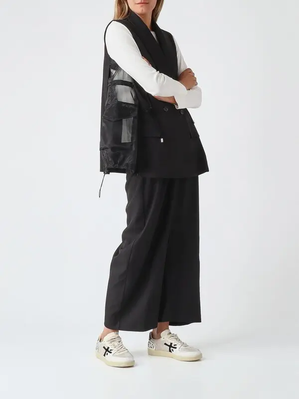 MEIMEIJ Double-breasted Tailored Waistcoat With Peak Lapels And A Drawstring Waist