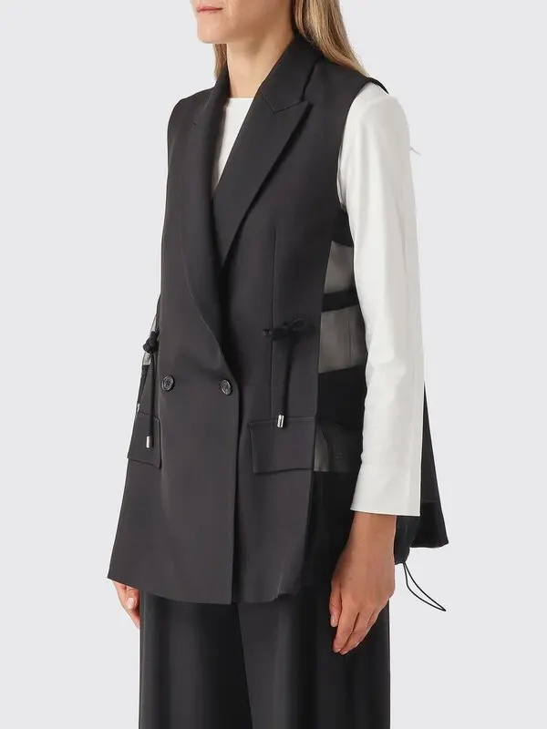 MEIMEIJ Double-breasted Tailored Waistcoat With Peak Lapels And A Drawstring Waist