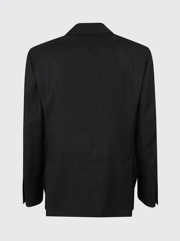 LARDINI Single-breasted Virgin Wool Blazer With Tartan Pattern