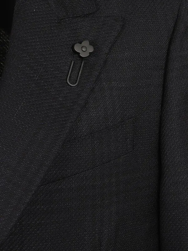 LARDINI Single-breasted Virgin Wool Blazer With Tartan Pattern