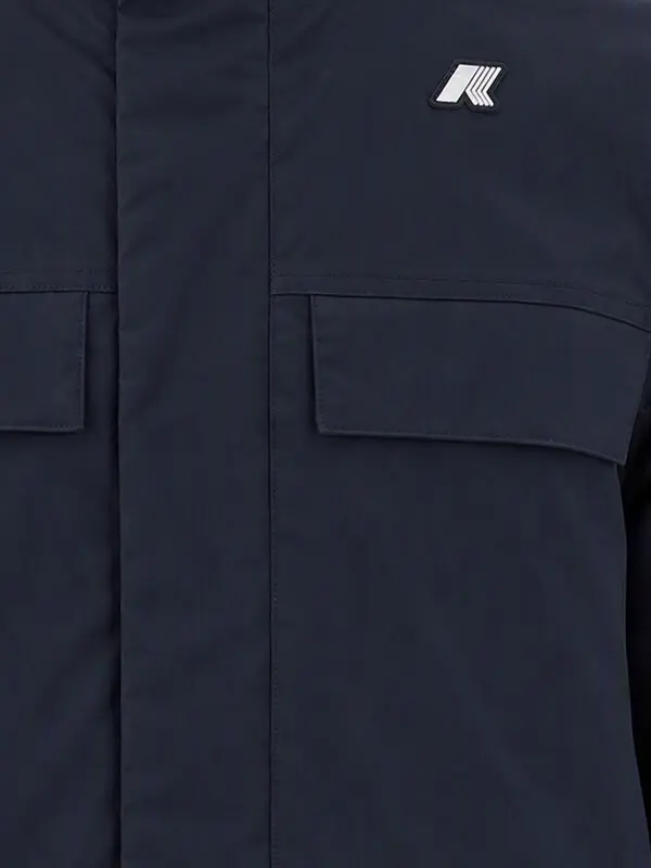 K-WAY Short Windproof Cotton And Polyester Parka With Flap Pockets