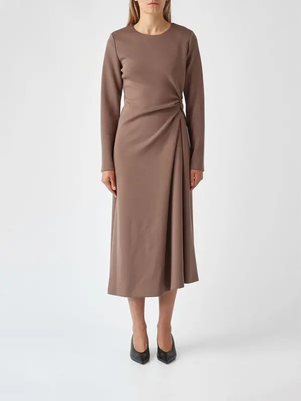MEIMEIJ Draped-waist Midi Sheath Dress In Viscose Blend