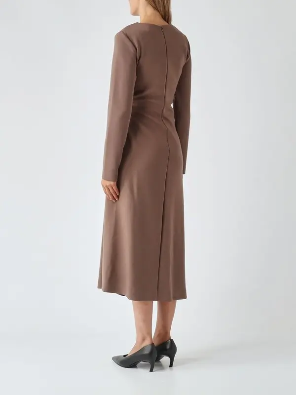 MEIMEIJ Draped-waist Midi Sheath Dress In Viscose Blend