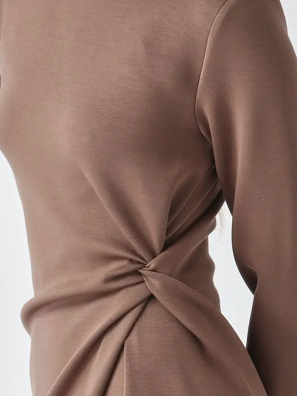 MEIMEIJ Draped-waist Midi Sheath Dress In Viscose Blend