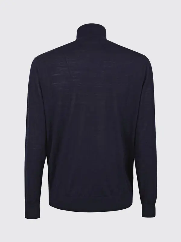BALLANTYNE Pure Wool Turtleneck Jumper With Ribbed Trims - Blue