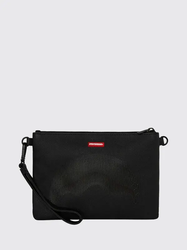 SPRAYGROUND Disappearing Shark Pvc Wristlet Clutch With Logo - Black