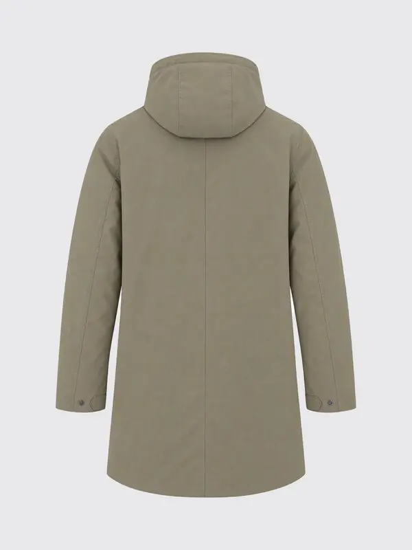 K-WAY Knee-length Technical Fabric Parka With Padded Hood - Beige