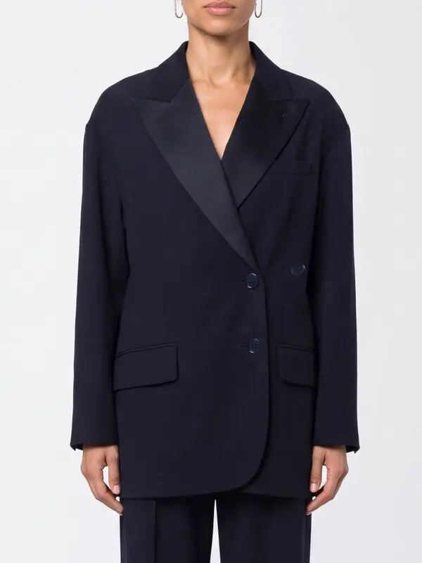 Tibi Double-breasted Wool-blend Blazer With Dropped Shoulders