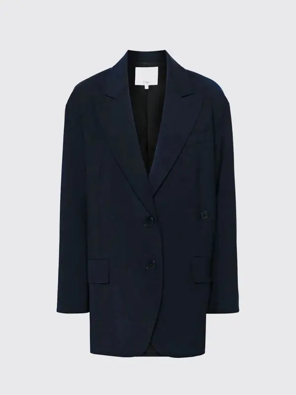 Tibi Double-breasted Wool-blend Blazer With Dropped Shoulders