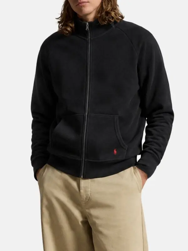 Polo Ralph Lauren Relaxed Fit Cotton-blend Zip Sweatshirt With Pony Logo - Black