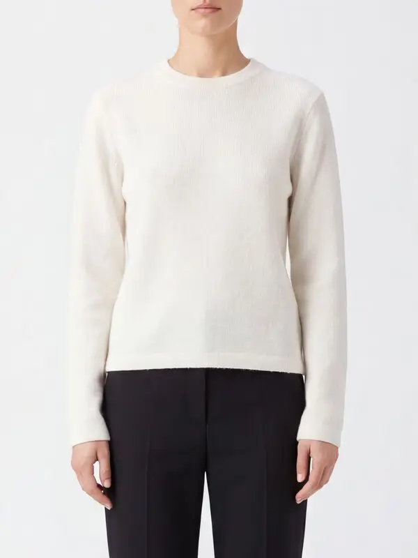 TOTEME Silk, Alpaca And Cashmere Blend Crewneck Jumper With Dropped Shoulders - Beige