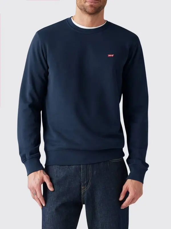 LEVI'S Pure Cotton Crewneck Sweatshirt With Dropped Shoulders And Tonal Logo - Blue