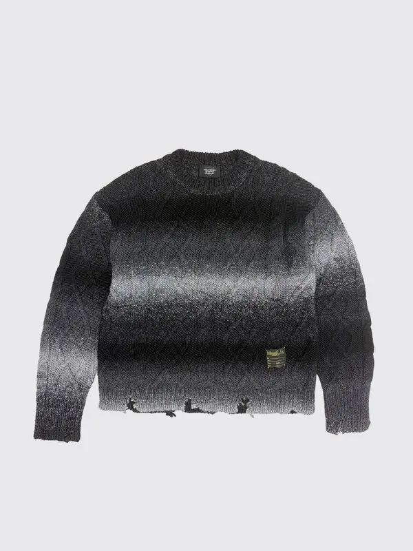 HTC LOS ANGELES Abstract Pattern Wool Blend Crewneck Jumper With Logo - Grey