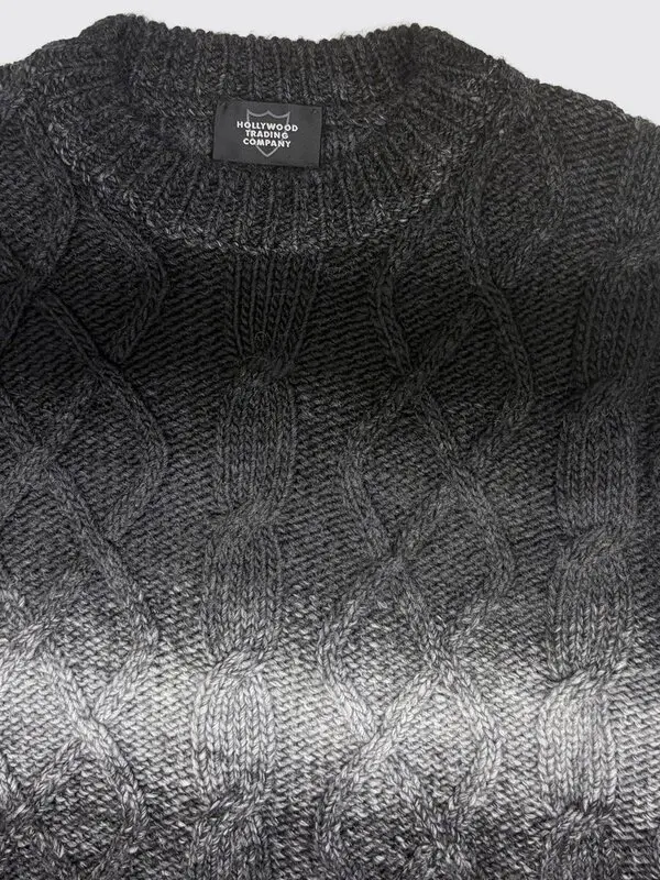 HTC LOS ANGELES Abstract Pattern Wool Blend Crewneck Jumper With Logo - Grey