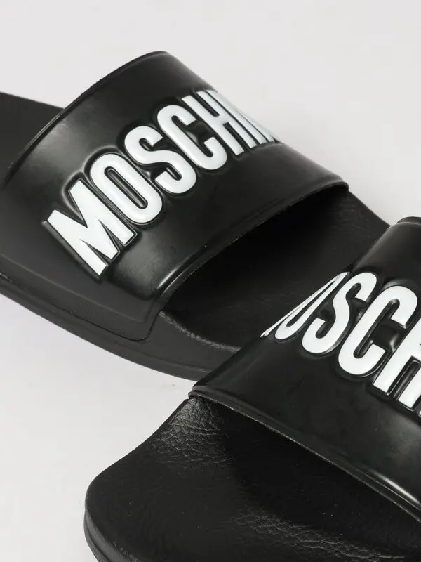 Moschino Pvc Pool Slides With Printed Logo And Open Toe