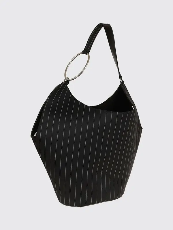 DONDUP Pinstriped Wool Shoulder Bag With Removable Pouch