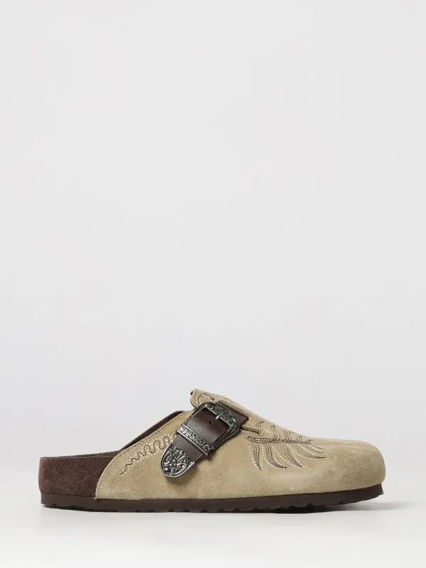 BIRKENSTOCK BY ETRO Birkenstock X Etro 1774 Boston Suede Mules With Ethnic Embroidery