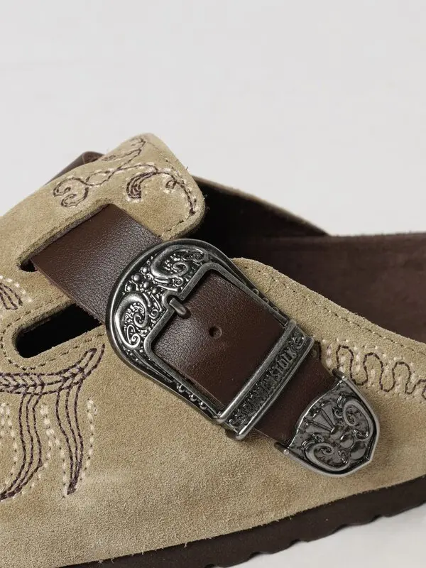 BIRKENSTOCK BY ETRO Birkenstock X Etro 1774 Boston Suede Mules With Ethnic Embroidery