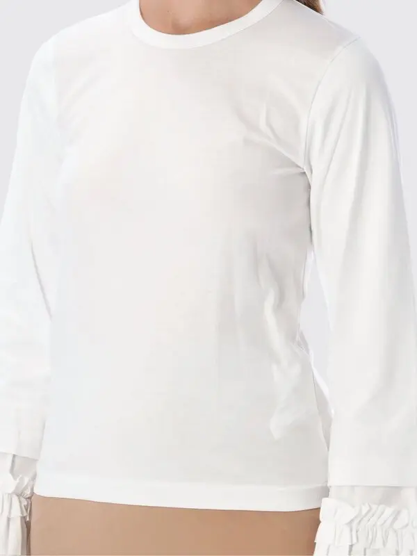 Comme Des Garçons Long-sleeved Ruffle-detail Cotton T-shirt