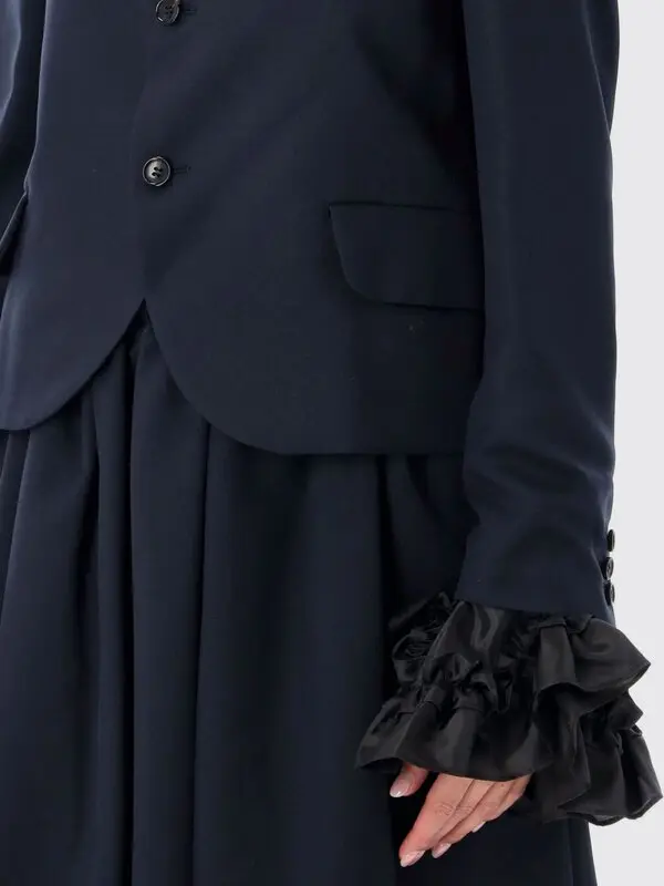 Comme Des Garçons Cropped Ruffle-detail Blazer