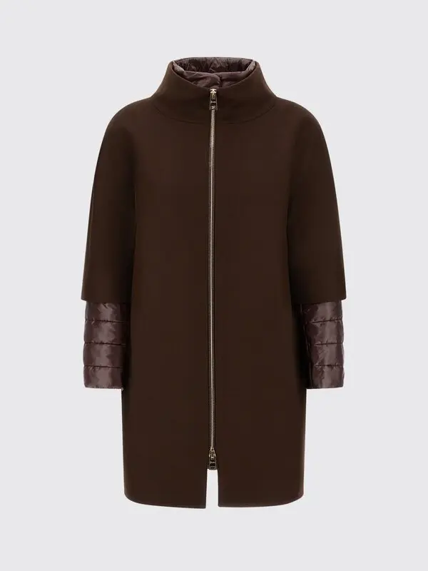 Herno Knee-length Virgin Wool Coat With Funnel Neck - Brown