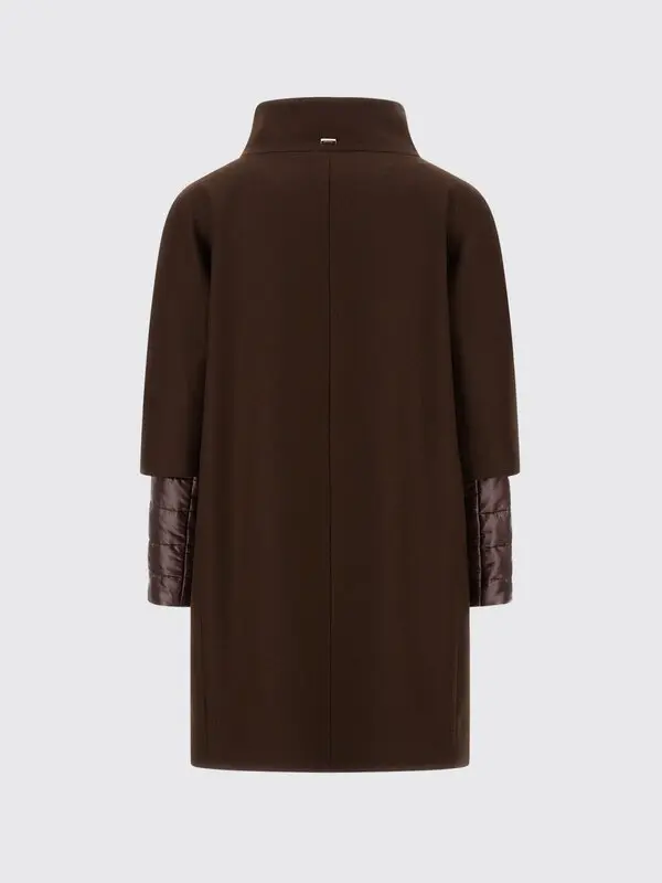 Herno Knee-length Virgin Wool Coat With Funnel Neck - Brown