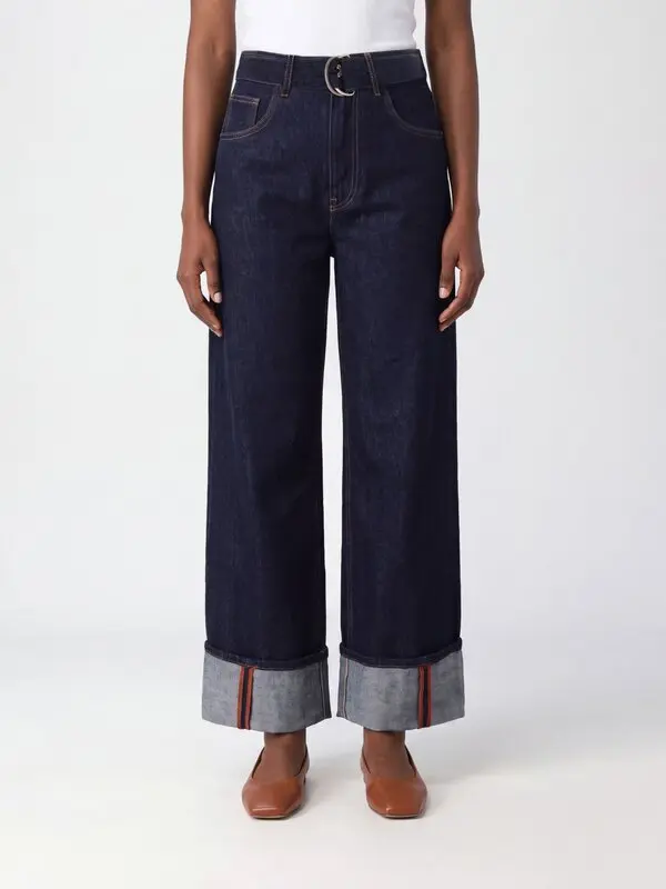 Liu Jo High-waisted Flared Jeans In Cotton Denim With Turn-up Cuffs - Blue