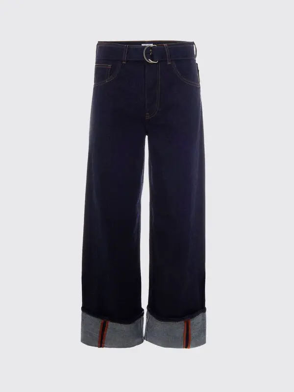 Liu Jo High-waisted Flared Jeans In Cotton Denim With Turn-up Cuffs