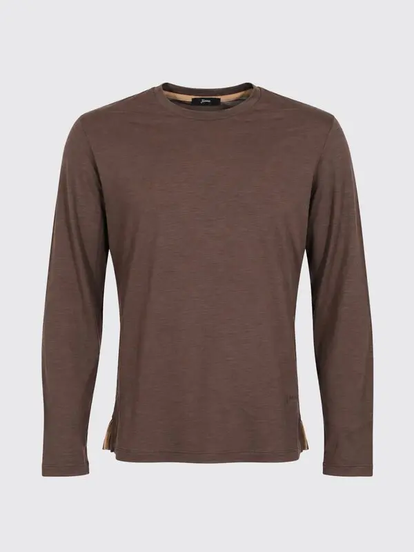 Herno Long-sleeved T-shirt In Pure Wool With Crew Neck - Dark
