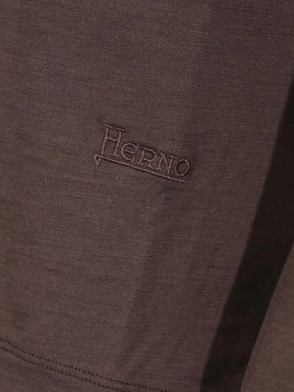Herno Long-sleeved T-shirt In Pure Wool With Crew Neck - Dark