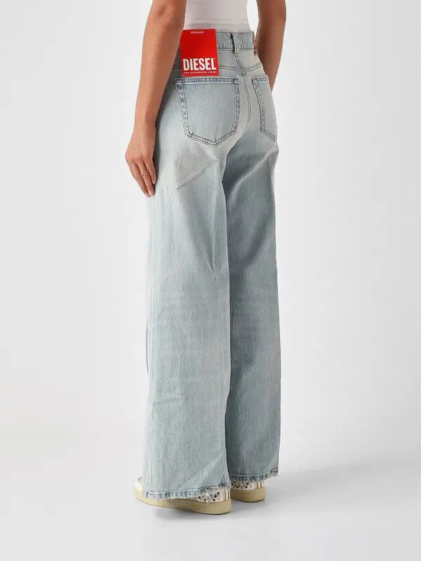 DIESEL® D-akemi High-waisted Wide-leg Jeans In Stretch Cotton