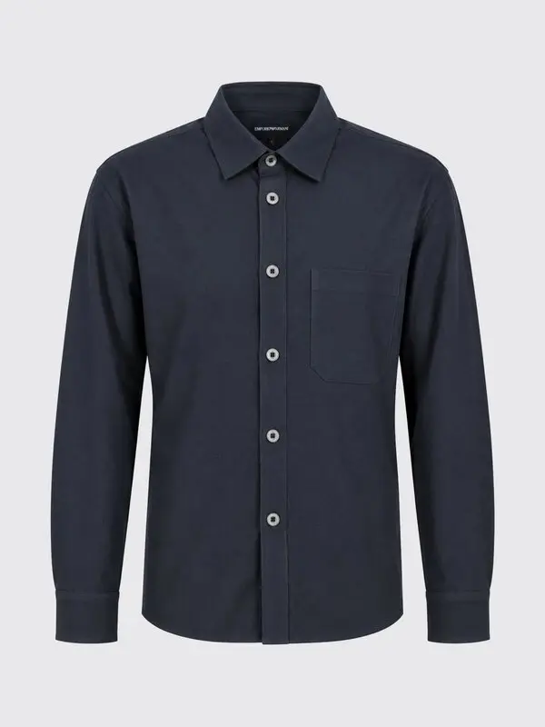 Emporio Armani Slim Fit Cotton Shirt With French Collar - Navy