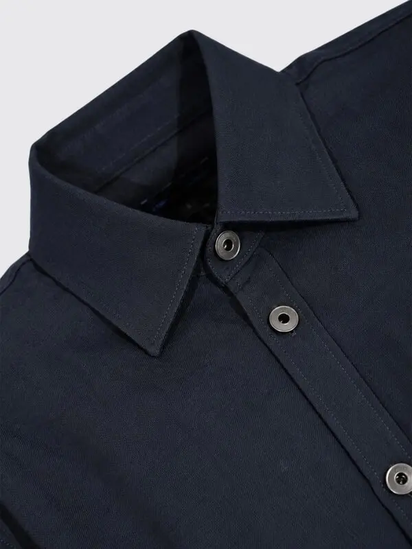 Emporio Armani Slim Fit Cotton Shirt With French Collar - Navy