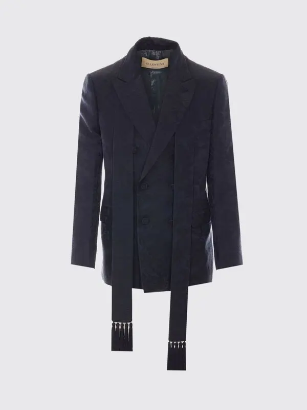 Valentino Garavani Silk And Wool Jacquard Robe Blazer With Belt