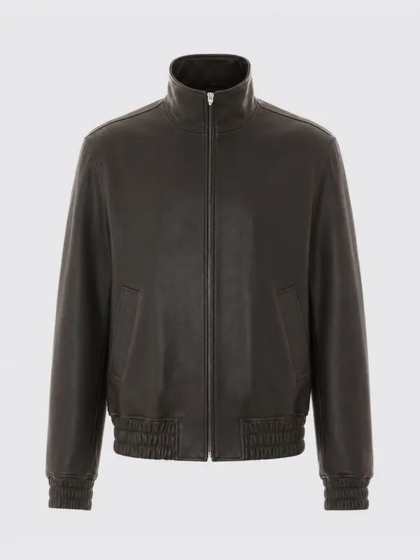 Valentino Garavani Lambskin Leather Bomber Jacket With High Collar