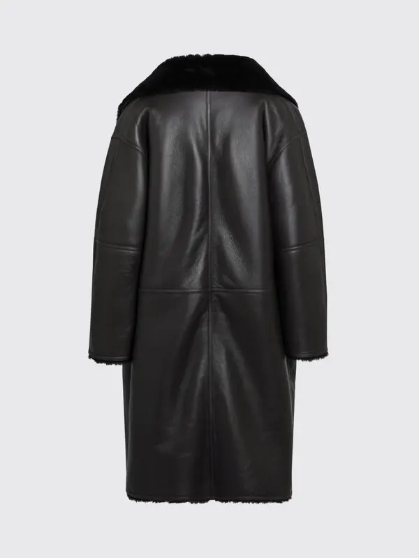 TOTEME Double-breasted Long Lamb Shearling Coat With Sailor Collar