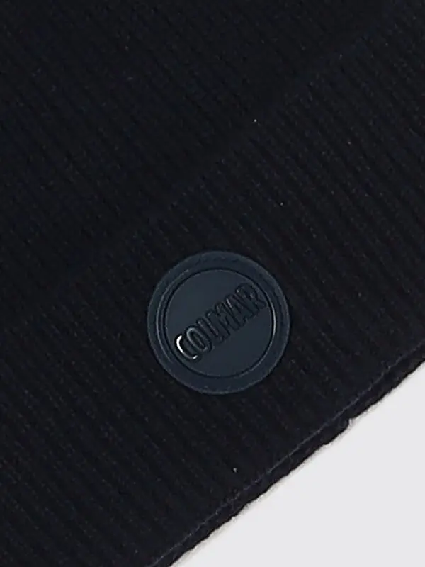 COLMAR 100% Virgin Wool Beanie With Cuff And Logo Patch - Navy