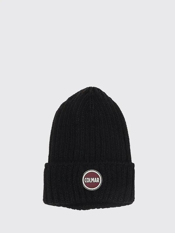 COLMAR Virgin Wool Blend Beanie With Cuff And Logo Patch - Black