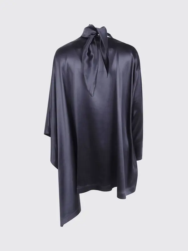 Phoebe Philo Stretch-silk Blouse With High Neck And Asymmetric Hem