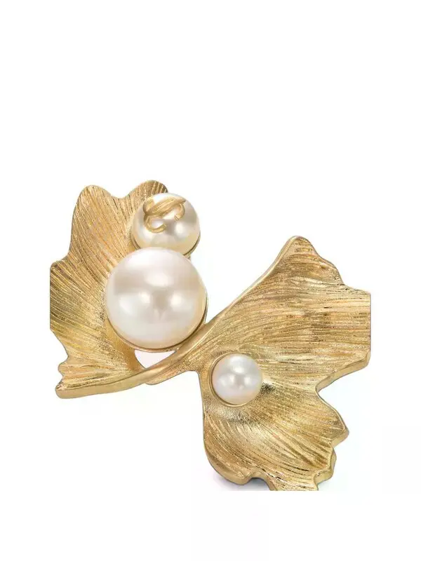 JIMMY CHOO Wave Pearl Earrings White -finish Metal Earrings With Pearl Embellishments - Gold