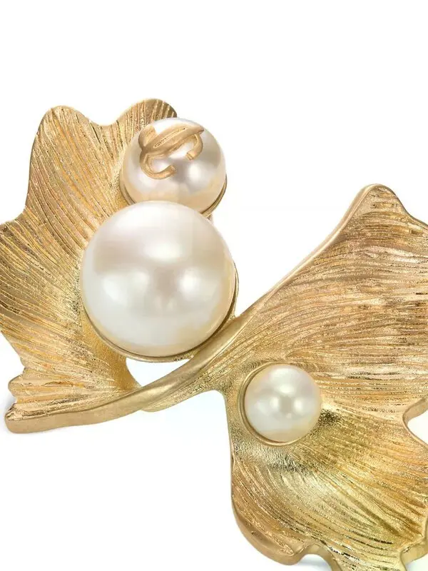 JIMMY CHOO Wave Pearl Earrings White -finish Metal Earrings With Pearl Embellishments - Gold