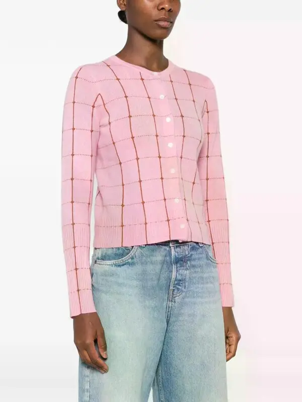 Guest In Residence Grid-pattern Cardigan - Pink