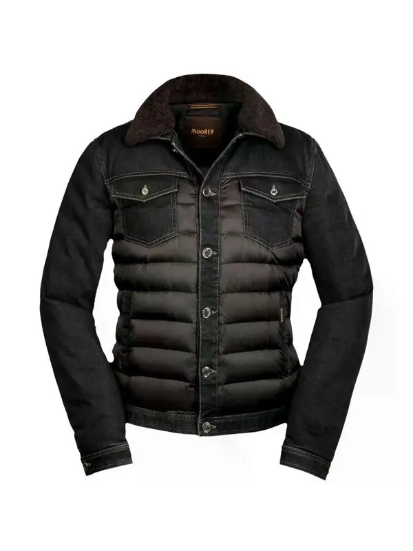 MOORER Padded Denim Jacket - Black