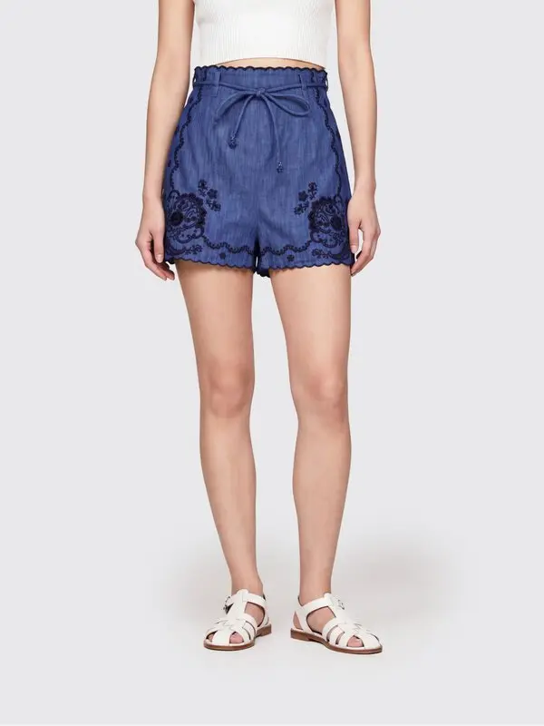 Zimmermann Aster High-waisted Embroidered Cotton Shorts