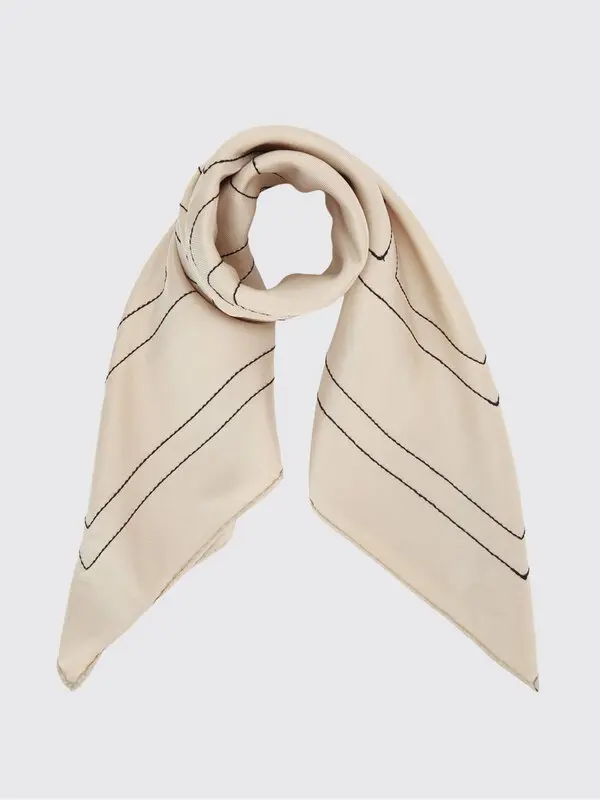 TOTEME Square Silk Foulard With Embroidered Monogram - Ivory