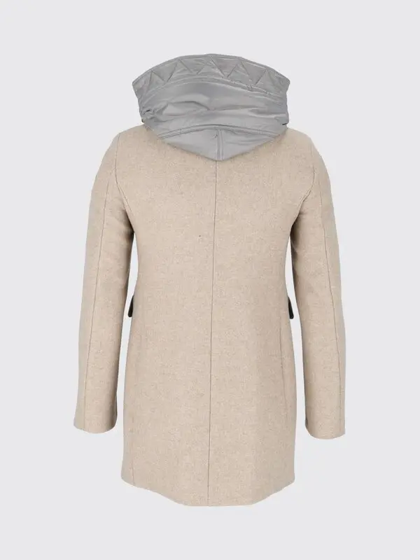 FAY Single-breasted Wool Coat With Nylon Hood And Toggles