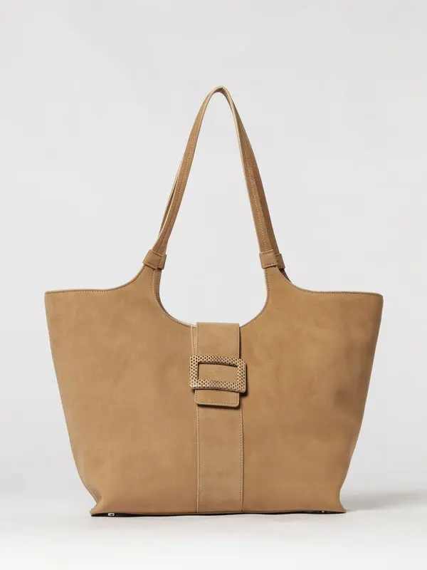 ROGER VIVIER Belle Vivier Suede Sheepskin Tote Bag With Double Handle