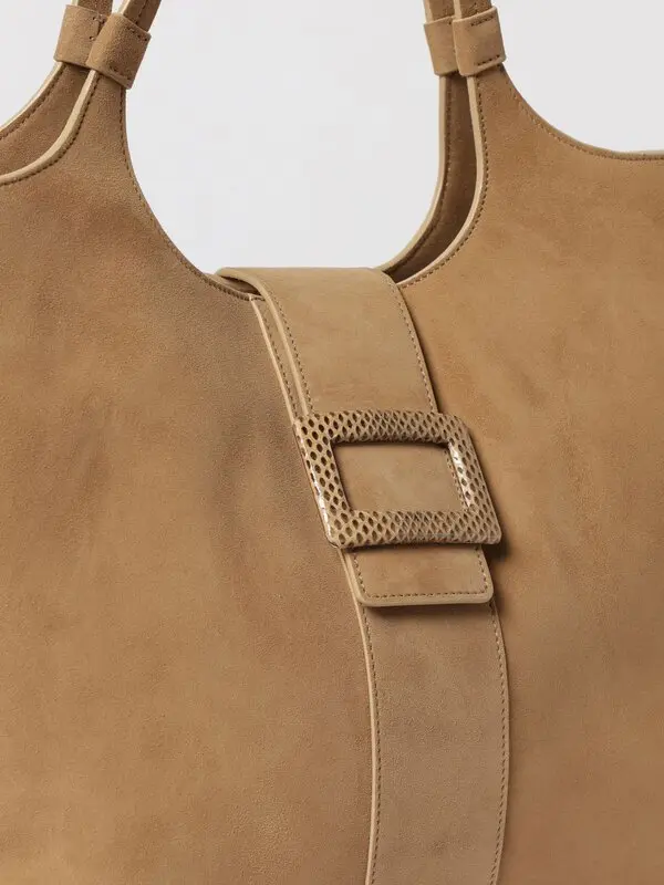 ROGER VIVIER Belle Vivier Suede Sheepskin Tote Bag With Double Handle
