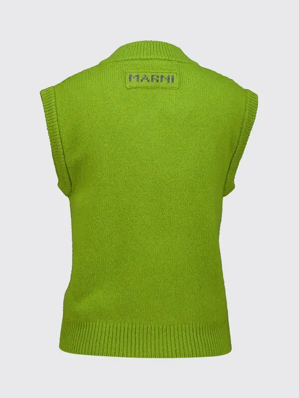 Marni Floral Virgin Wool And Cashmere Vest With V-neck